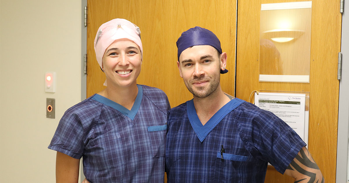 Theatre Nurses Tierny and Matt | The Wesley Hospital